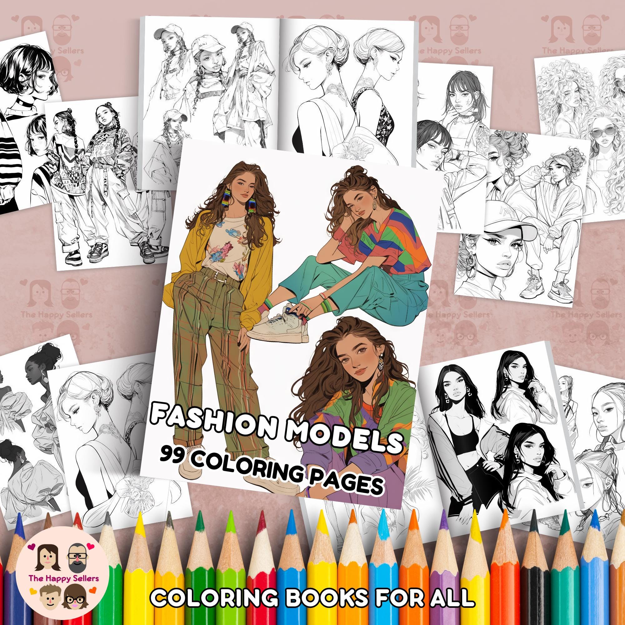 Fashion Models Coloring Book INSTANT DOWNLOAD 99 Coloring Pages 2 ...