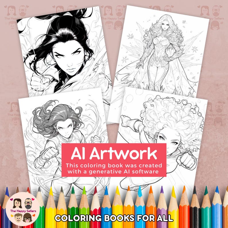 Super Heroines Coloring Book INSTANT DOWNLOAD 99 Coloring Pages + 2 ...