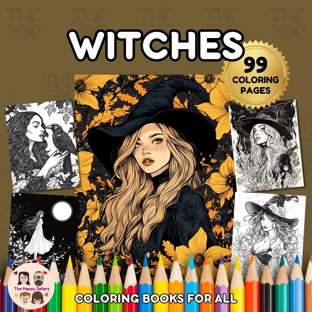 Witches Coloring Book INSTANT DOWNLOAD 99 Coloring Pages + 2 ...