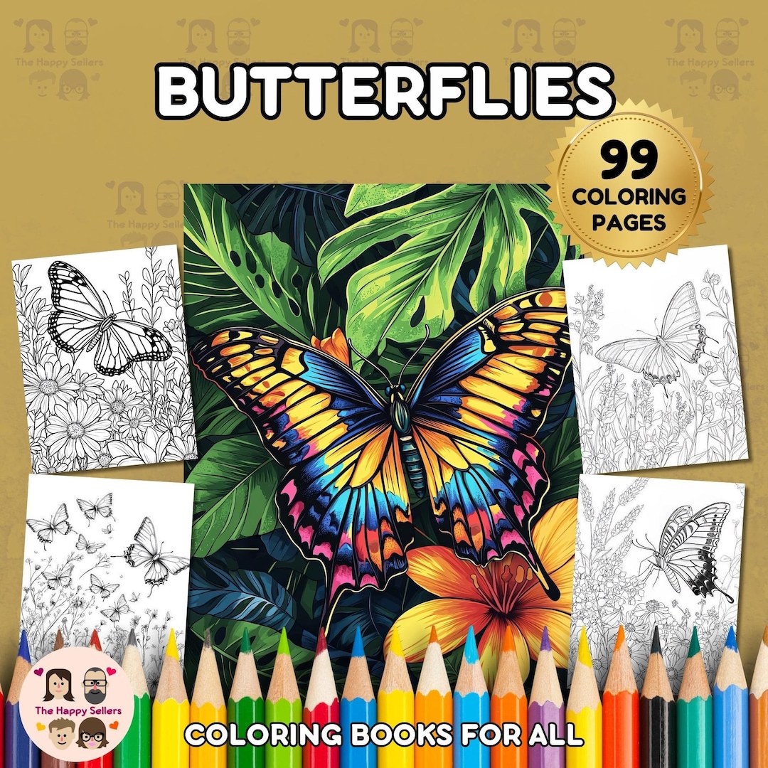 Butterflies Coloring Book INSTANT DOWNLOAD 99 Butterfly Coloring Pages ...