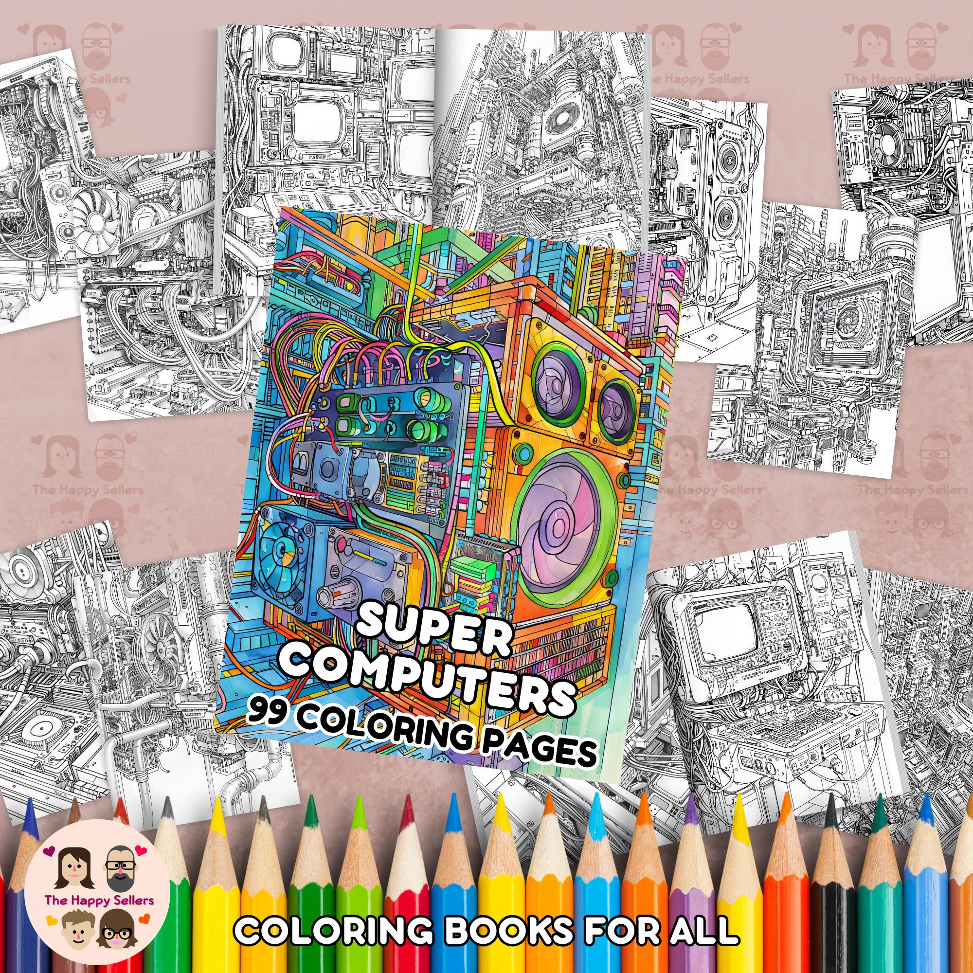 Super Computers Coloring Book INSTANT DOWNLOAD 99 Coloring Pages + 2 ...