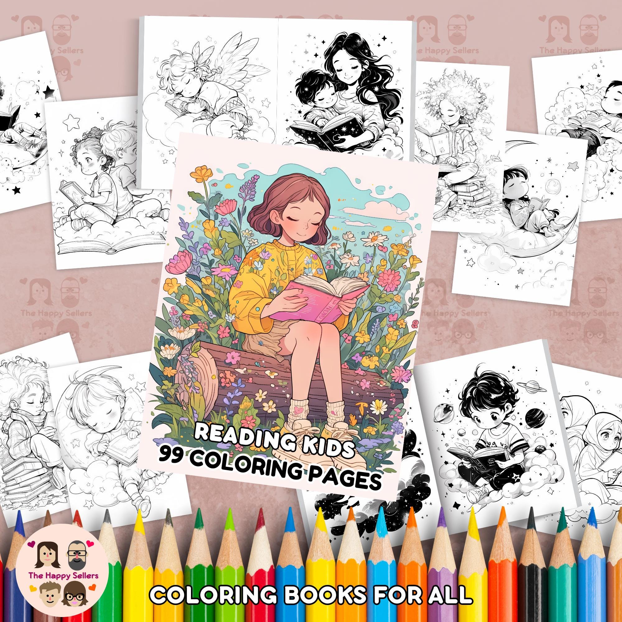 Reading Kids Coloring Book INSTANT DOWNLOAD 99 Coloring Pages + 2 ...