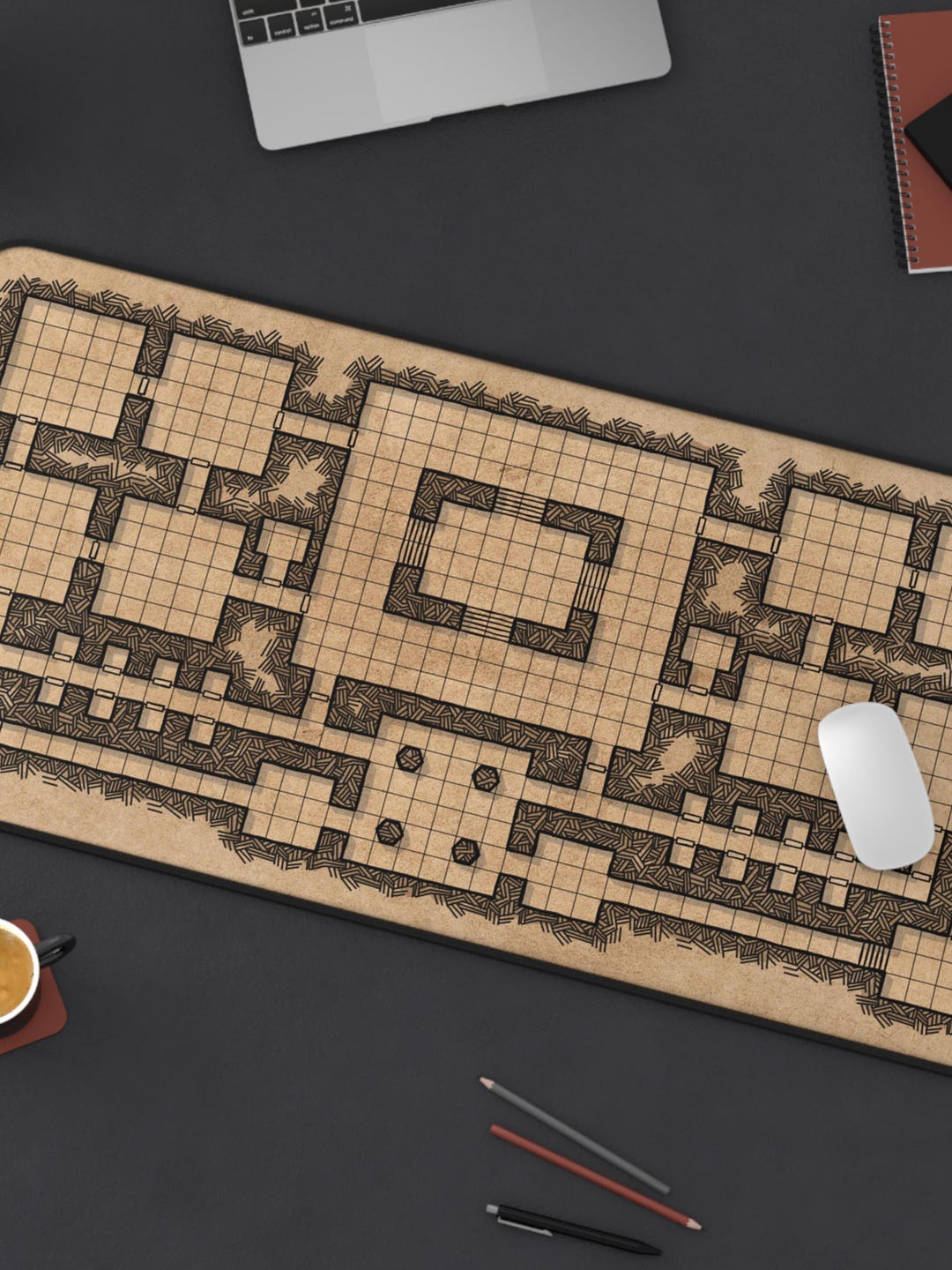 Dungeon Crawler Desk Mat Game Master Mouse Pad Dungeon Map Table Mat ...