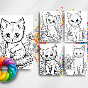 Kittens Coloring Sheet Bundle Printable, Animal Colouring Book Kit ...