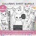 Kittens Coloring Sheet Bundle Printable, Animal Colouring Book Kit ...