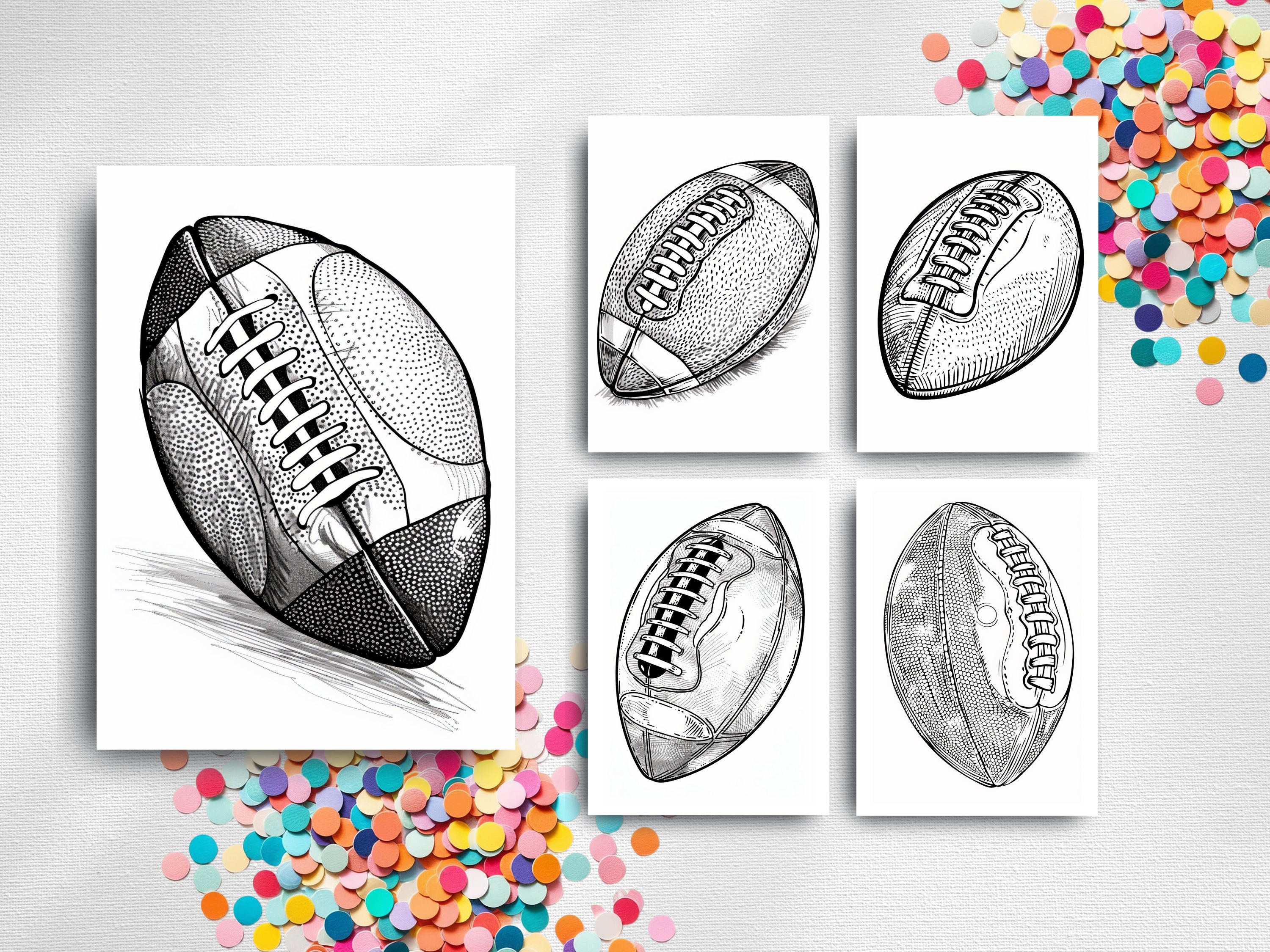 Football Coloring Sheet Bundle, Kids Activity Coloring Kit, Printable ...