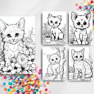 Kittens Coloring Sheet Bundle Printable, Animal Colouring Book Kit ...