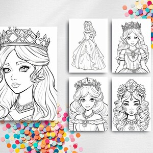 Princess Coloring Sheet Bundle, Printable Royal Colouring Book Kit ...
