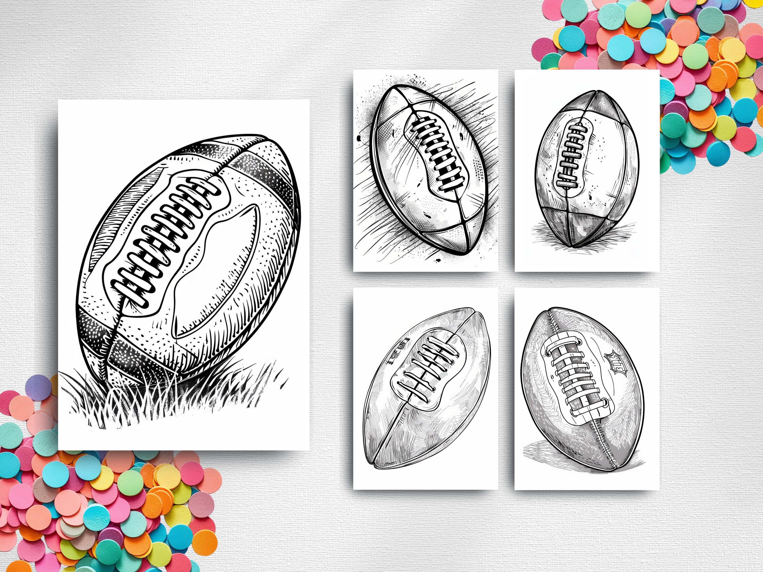 Football Coloring Sheet Bundle, Kids Activity Coloring Kit, Printable ...