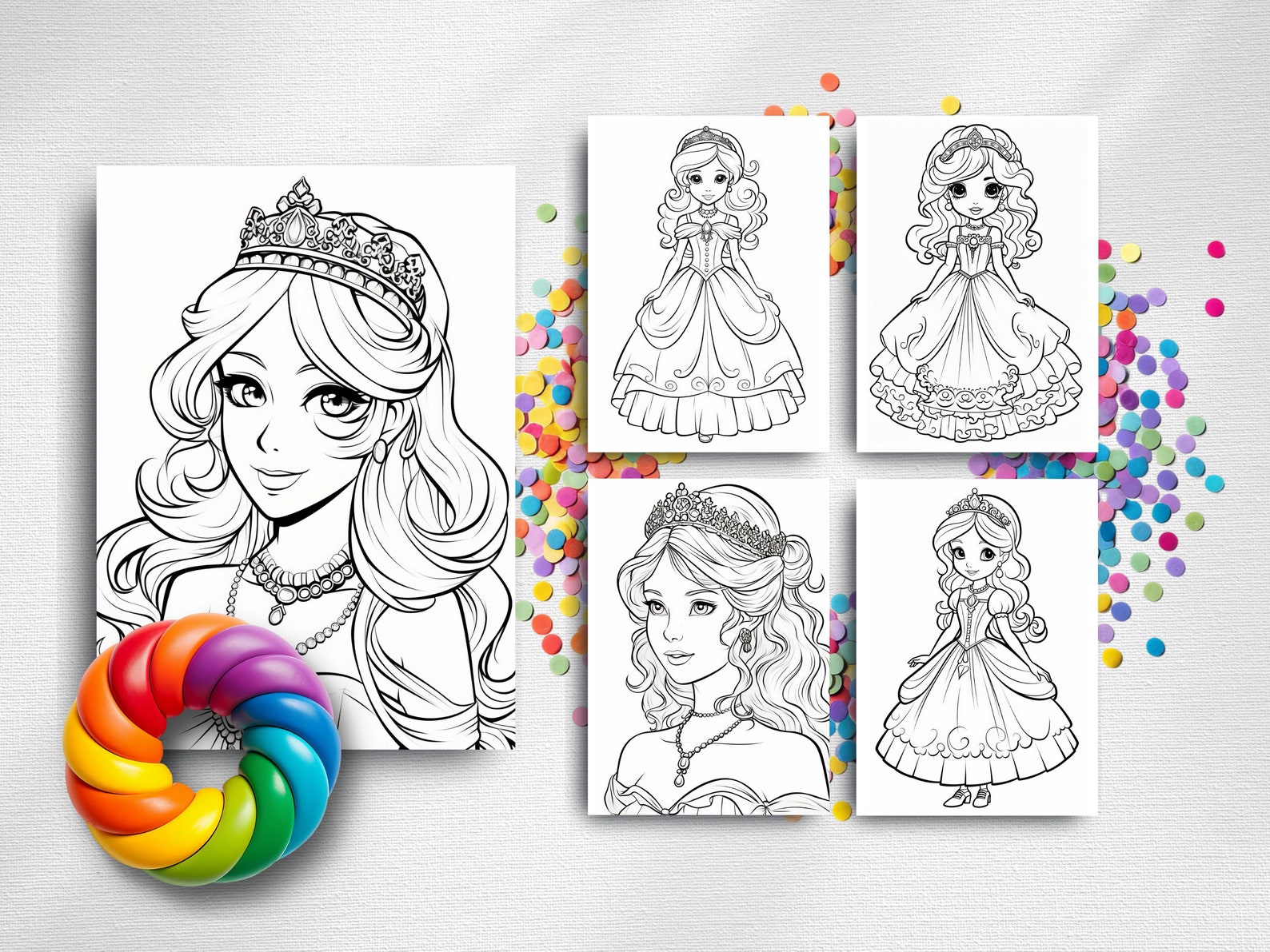 Princess Coloring Sheet Bundle, Printable Royal Colouring Book Kit ...