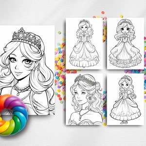 Princess Coloring Sheet Bundle, Printable Royal Colouring Book Kit ...