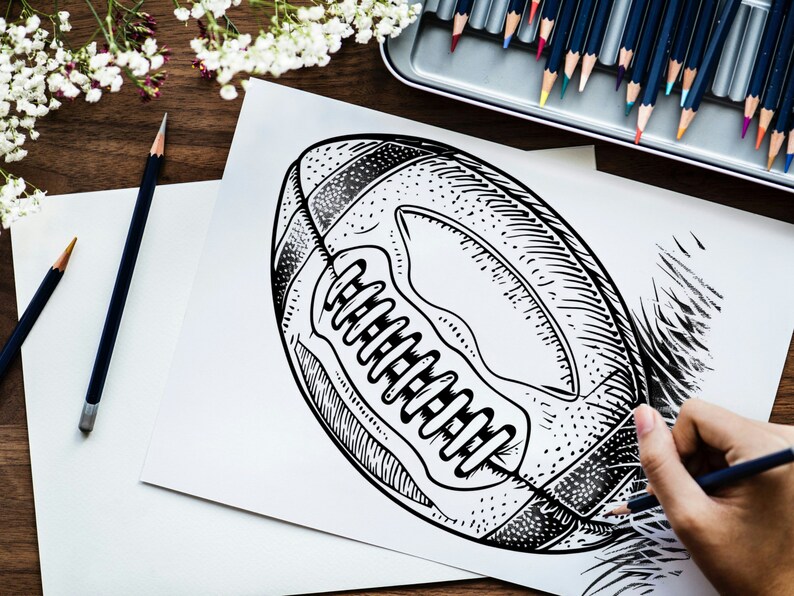 Football Coloring Sheet Bundle, Kids Activity Coloring Kit, Printable ...