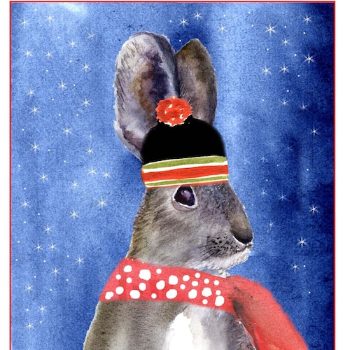 Bunny Christmas Cards Holiday Rabbit Card Woodland Christmas - Etsy