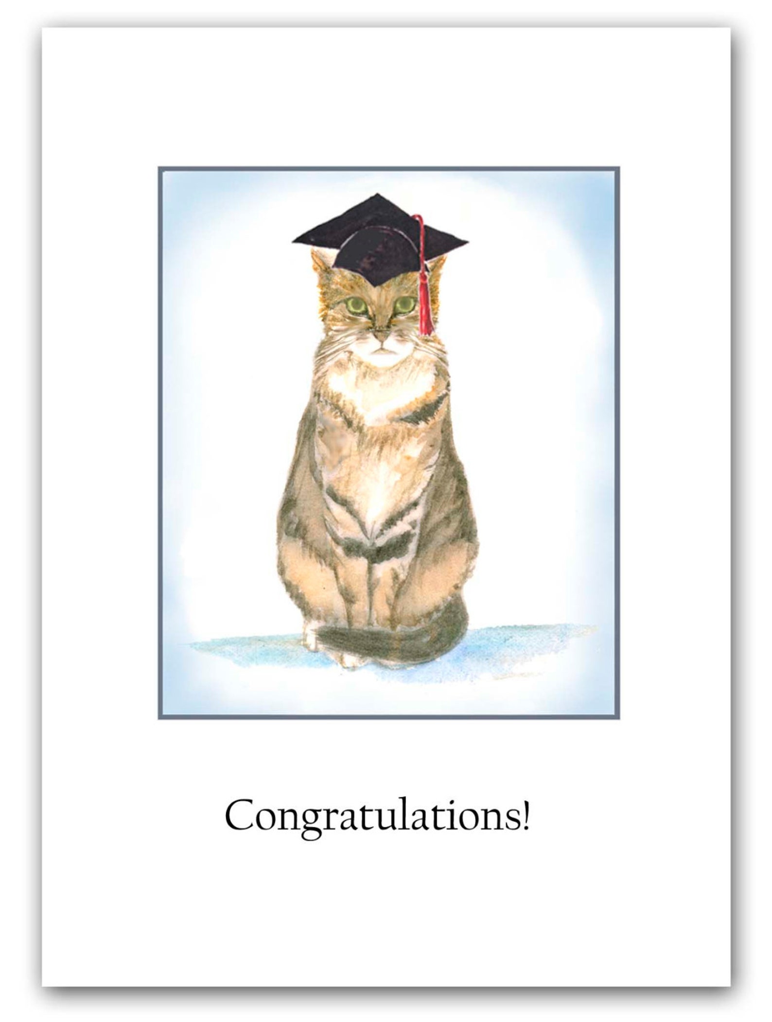 Graduation Cat Card, Congratulations Card, Tabby Cat Card, Tabby ...