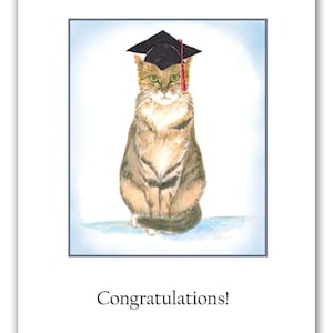 Graduation Cat Card, Congratulations Card, Tabby Cat Card, Tabby ...
