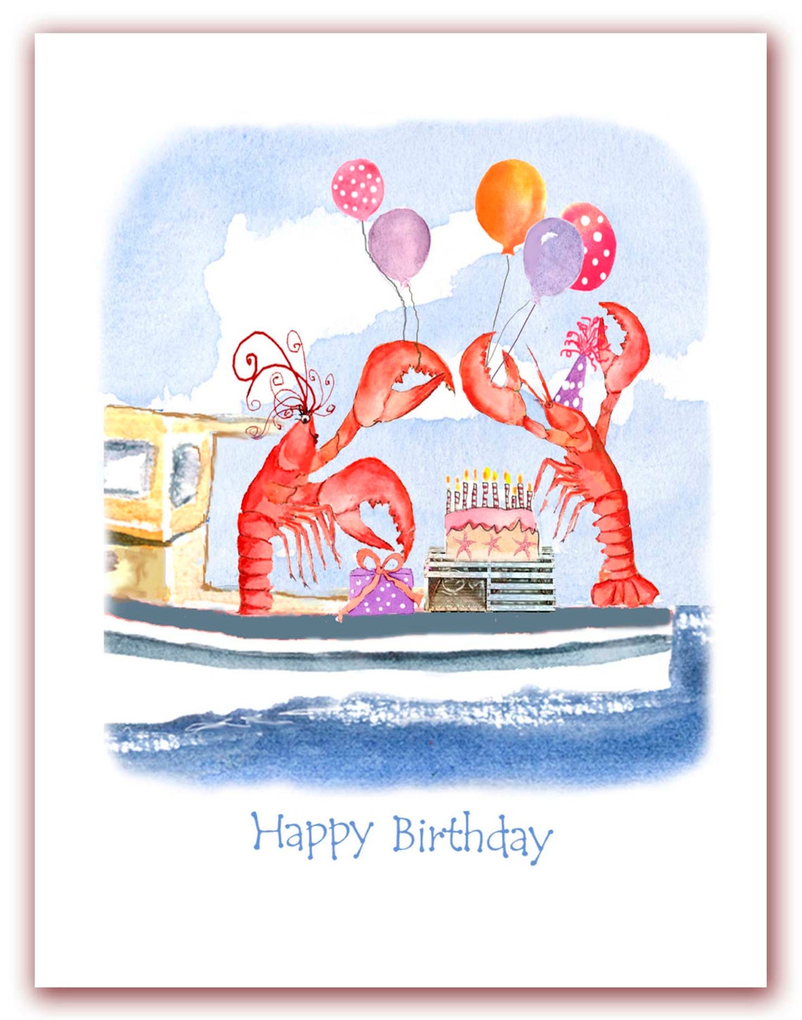 Celebrating Lobsters Birthday Card Lobster Birthday Card | Etsy