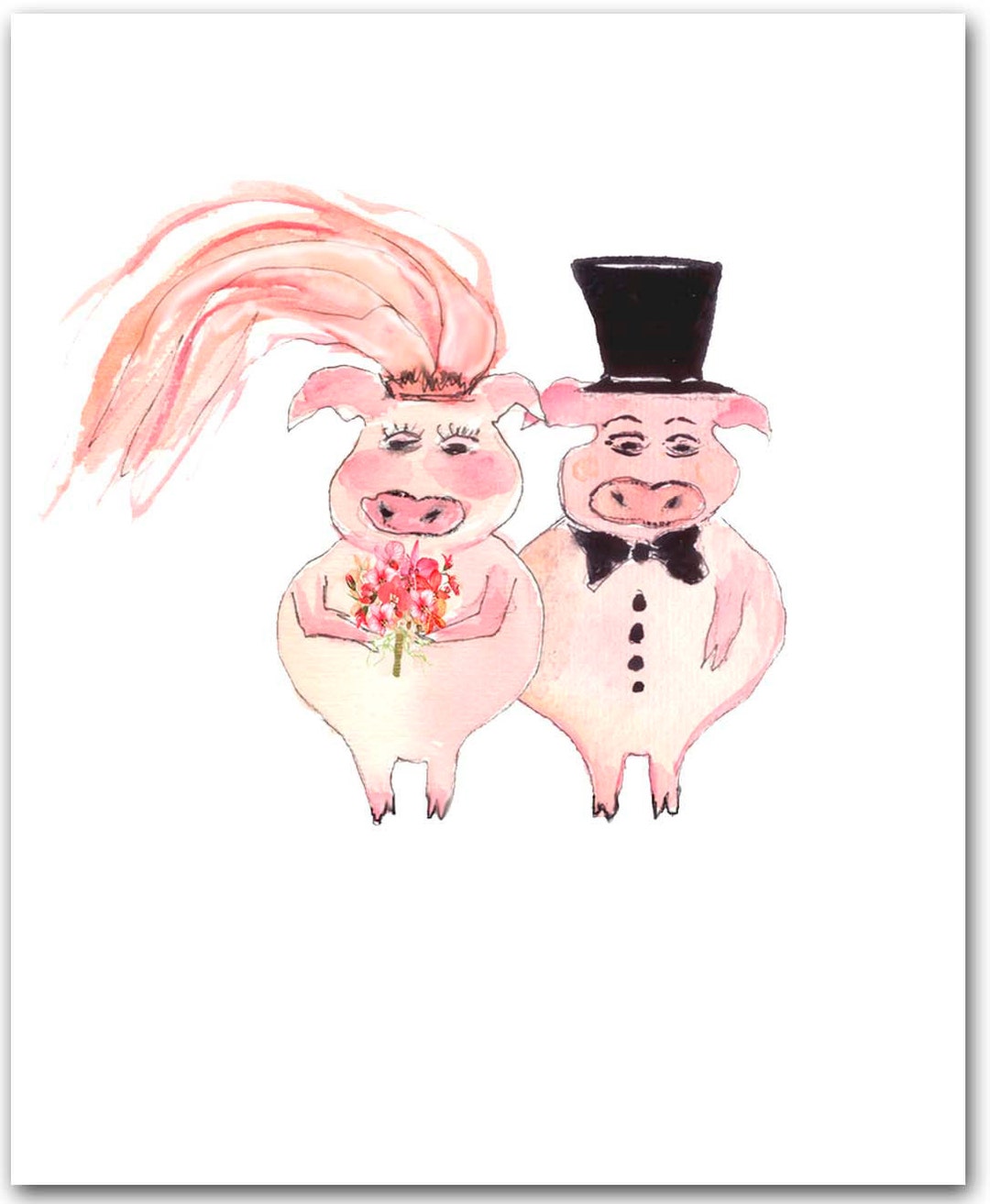Wedding Pigs Cards- Southern Wedding Cards- Pig Design for Wedding- Pig ...