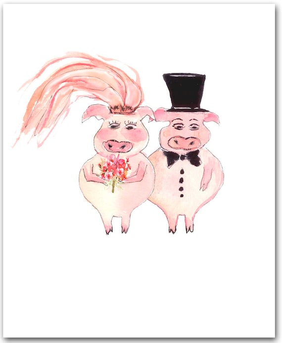 Wedding Pigs Cards Southern Wedding Cards Pig Design for - Etsy