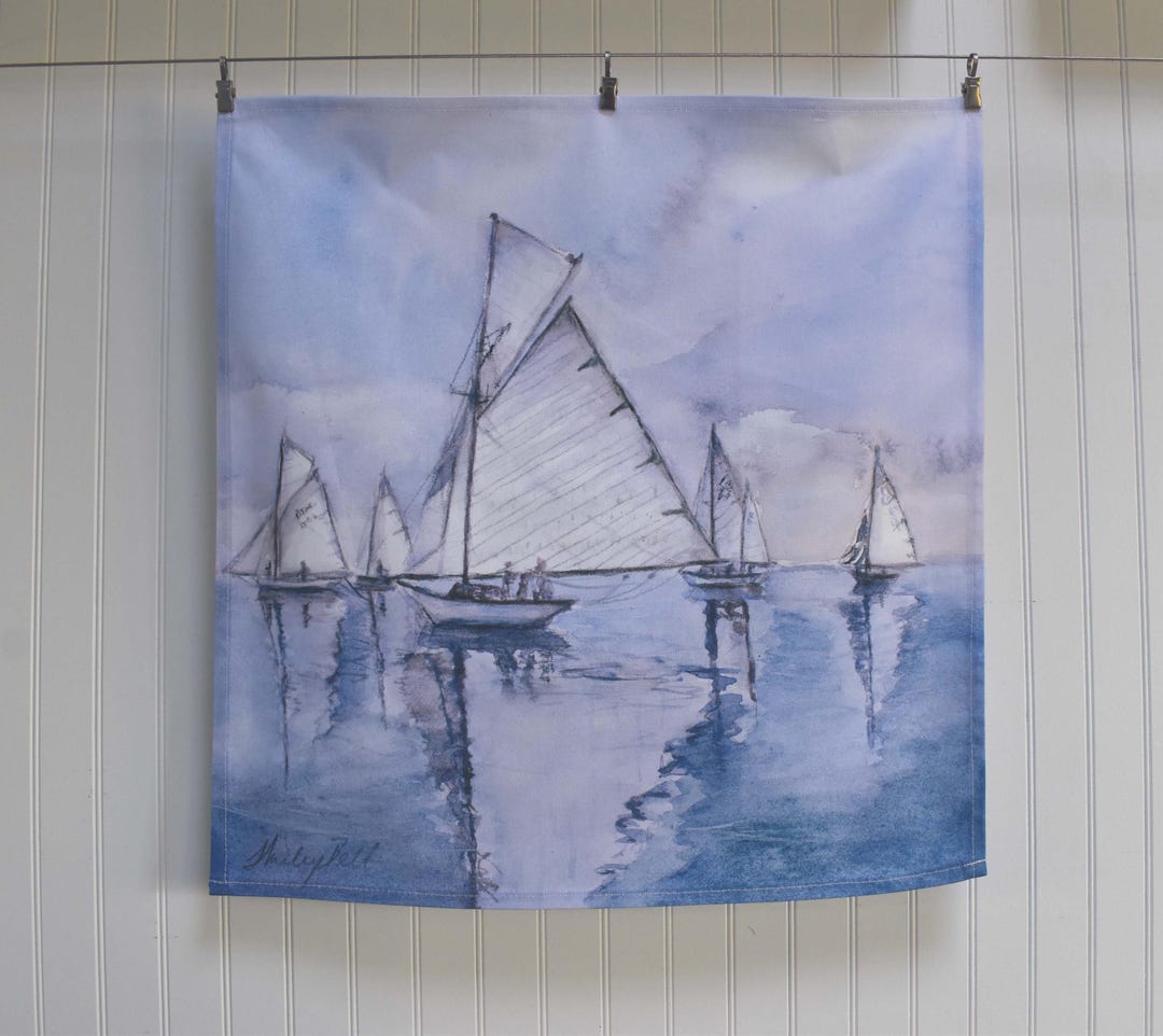Classic Boat Napkin- Sailboat Dinner Napkin- Blue-nautical Sailboat ...