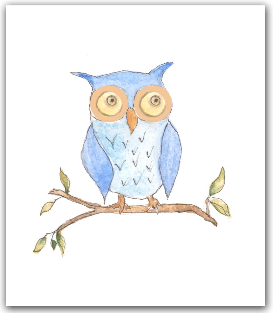 Baby Boy Blue Owl Note Cards. Personalised New Born Card, Blue Owl. 8 ...