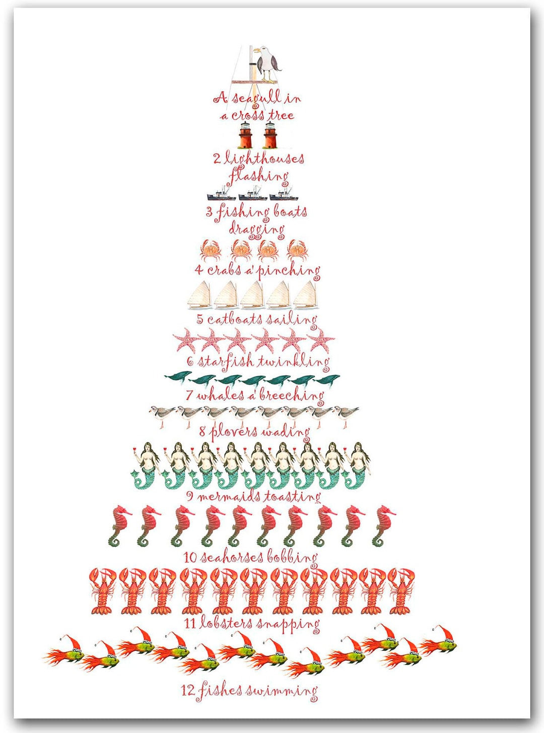 12 Days of Nautical Christmas Cards- Coastal Christmas Cards- 12 Days ...