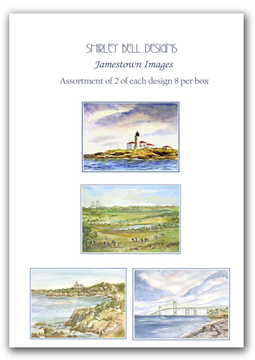 Jamestown Rhode Island Note Cards- Beavertail Light House Note Cards ...
