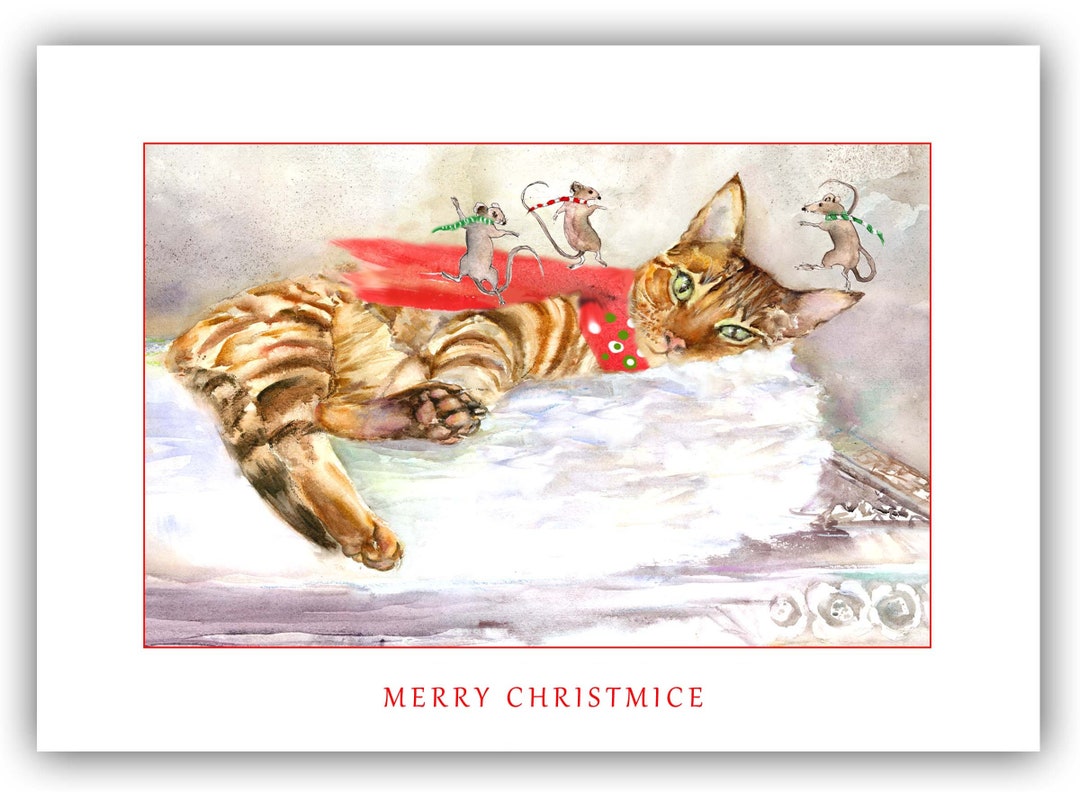 Ginger Cat Christmas Cards- Tabby Cat Christmas Cat Cards- Funny Cat ...