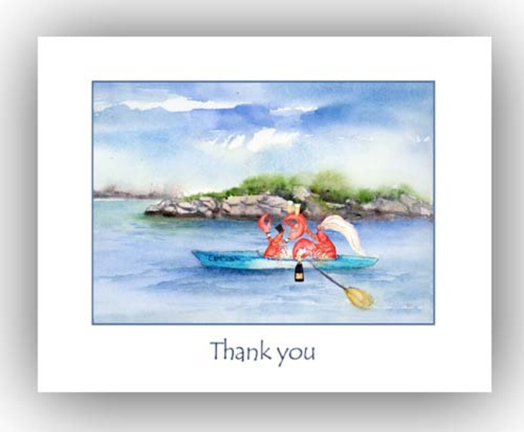 Wedding Lobster Cards- Kayaking Lobsters- Kayak Wedding Cards- Kayak ...