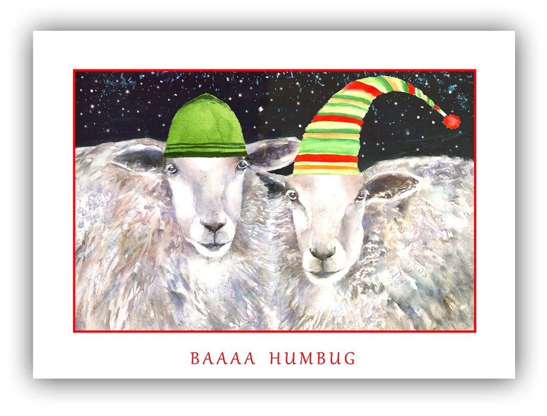 2 Sheep Christmas Cards- Holiday Sheep Card- Woodland Christmas Cards ...