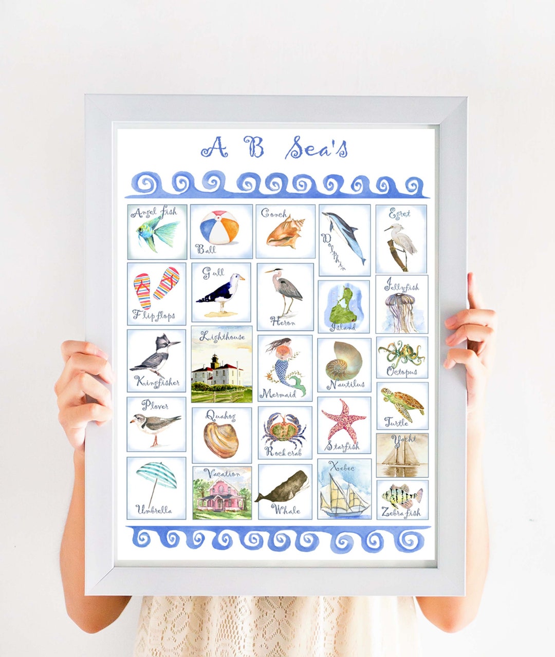 Nautical Abc Giclee Print- A B Sea,s- Coastal Painting- Coastal Nursery ...