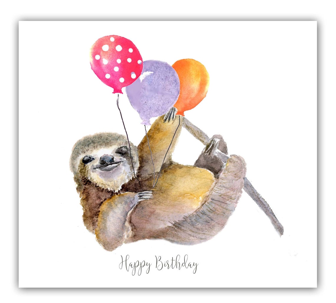 Birthday Sloth Card, Sloth Birthday Card, Sloth Lovers Card, Sloth ...