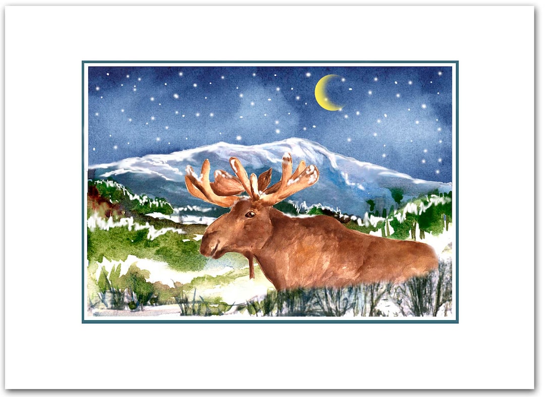 Moose in Mountain Christmas Cards, Moose in Mountain. Moose Christmas ...
