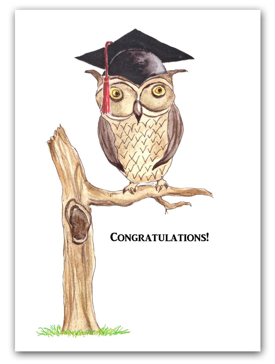 Graduation Owl Card, Wise Owl Graduation Card, Owl Card, Owl Painting ...
