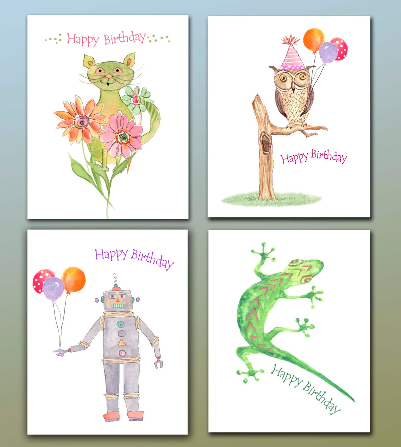 Children's Birthday Cards Boxed Set Birthday Cards Kids - Etsy