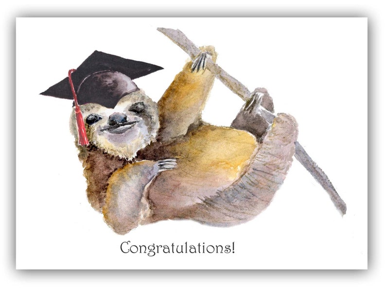 Graduation Sloth Card Sloth Graduation Card Sloth Lovers - Etsy