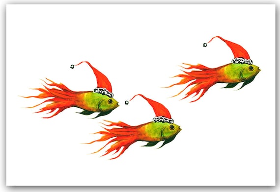 Christmas Fish Cards Coastal Christmas Cards. Fish Christmas | Etsy