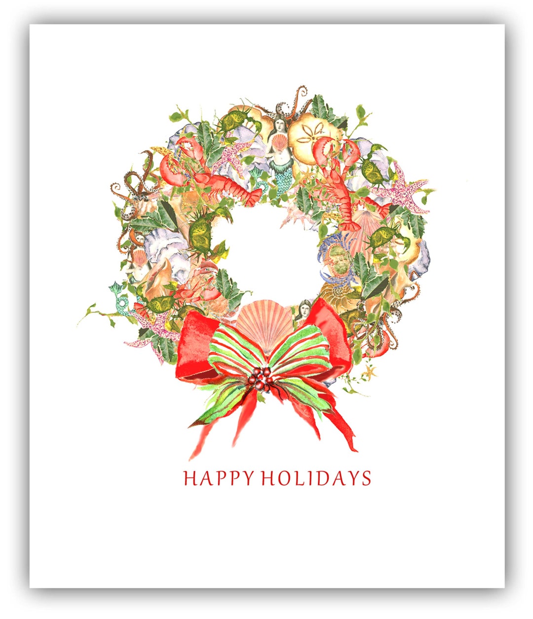 Sea Wreath Christmas Cards, Holiday Sea Wreath, Holiday Wreath ...
