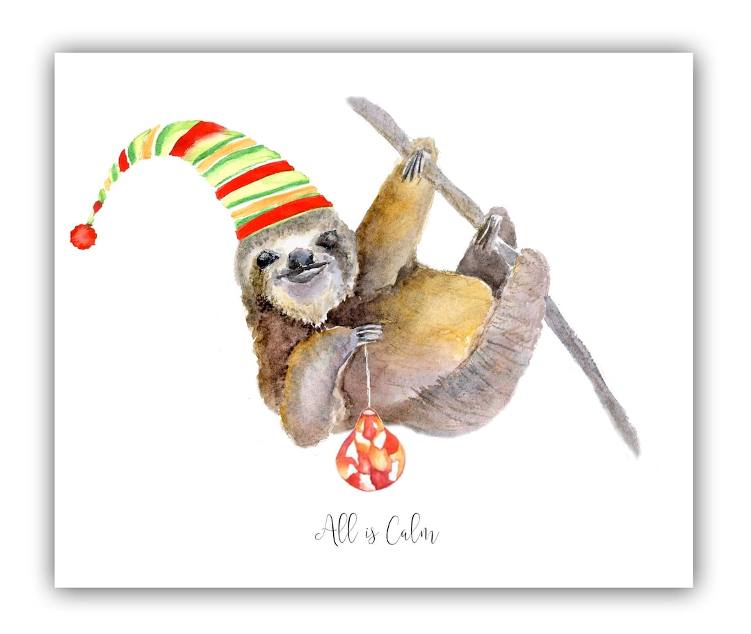 Sloth Christmas Cards- Holiday Sloth- Woodland Cards- Sloth Christmas ...