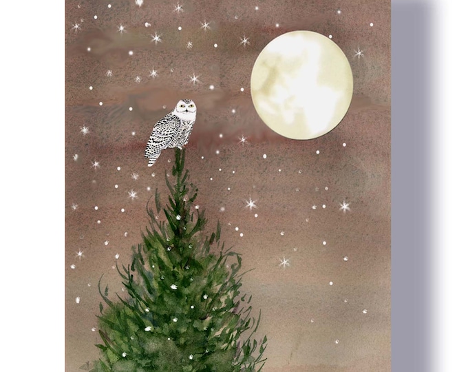 Snowy Owl Christmas Cards- Owl Christmas Cards- Woodland Christmas ...