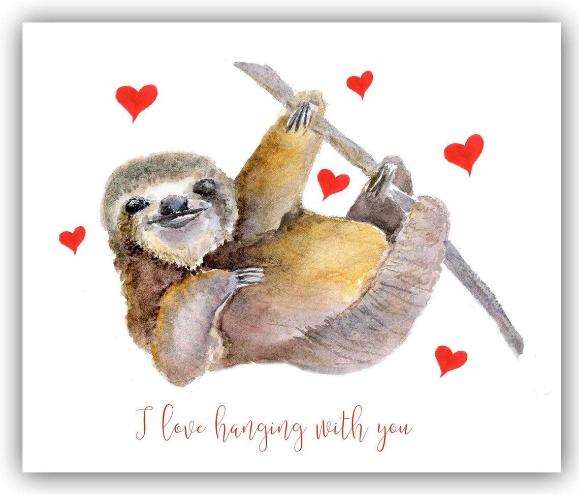 Sloth Valentine Sloth Lovers Valentine Sloth Gift Funny - Etsy