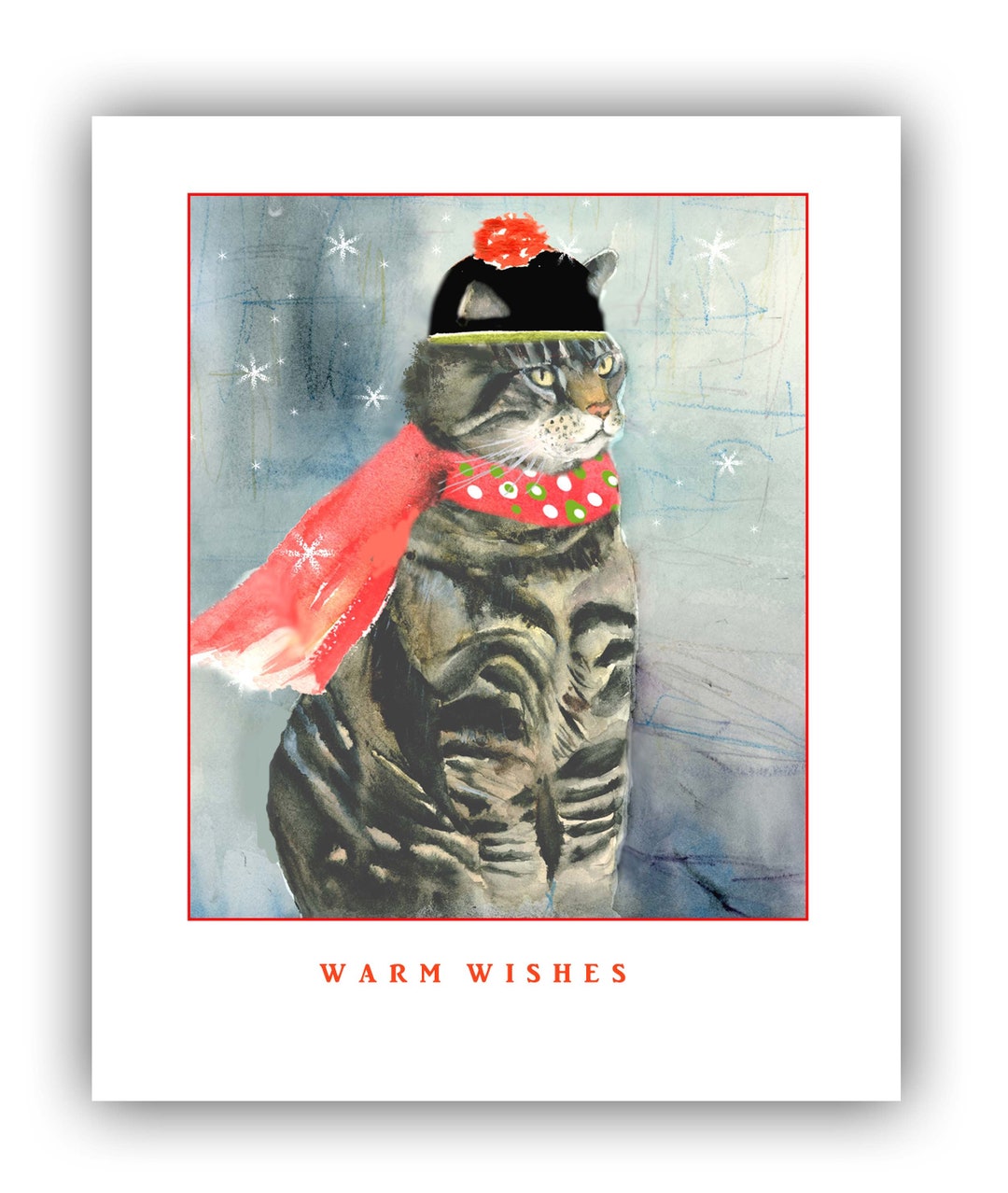 Tabby Cat Christmas Cards- Christmas Cat Cards- Funny Cat Christmas ...