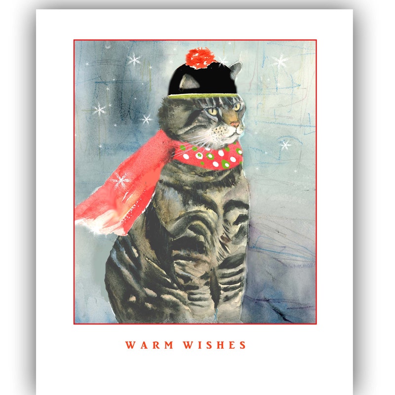Christmas Cat Card - Etsy