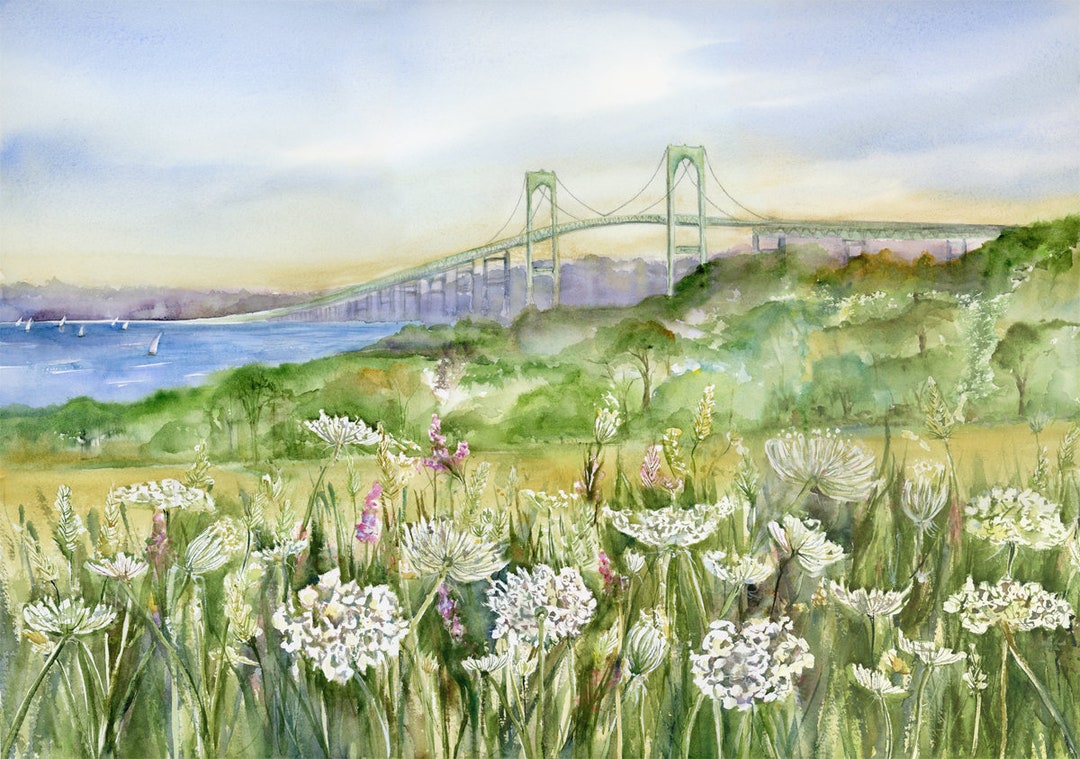 Newport Rhode Island Bridge Print. RI Coast Print. Newport RI - Etsy