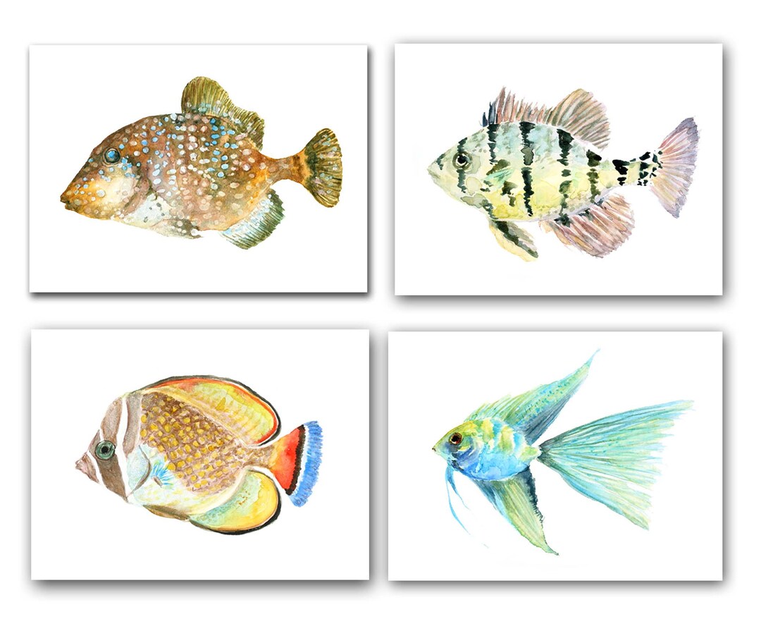 Tropical Fish Cards Tropical Fish Art Trigger Fish Watercolor Hostess ...