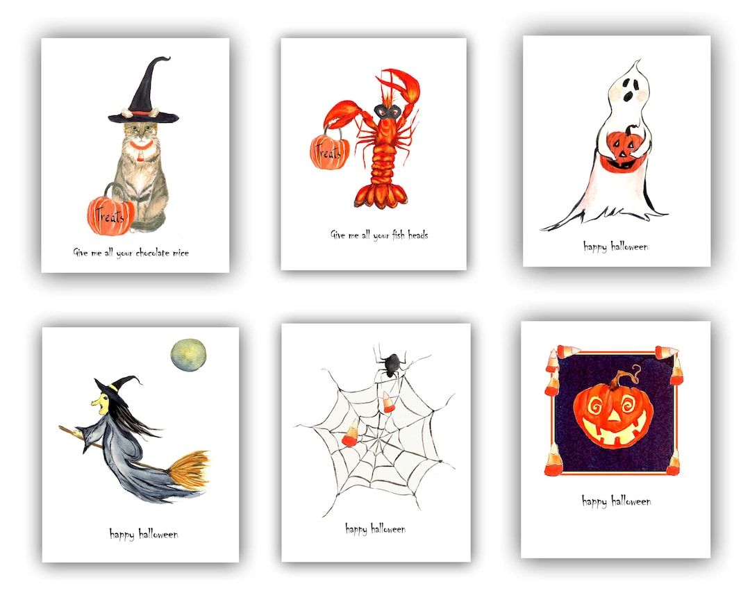 Halloween Cards- Ghost Cards- Halloween Lobster Card- Halloween ...