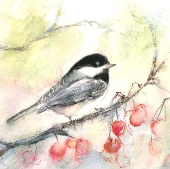 Chickadee Print Birders Gift Chickadee Gift Songbird Art - Etsy