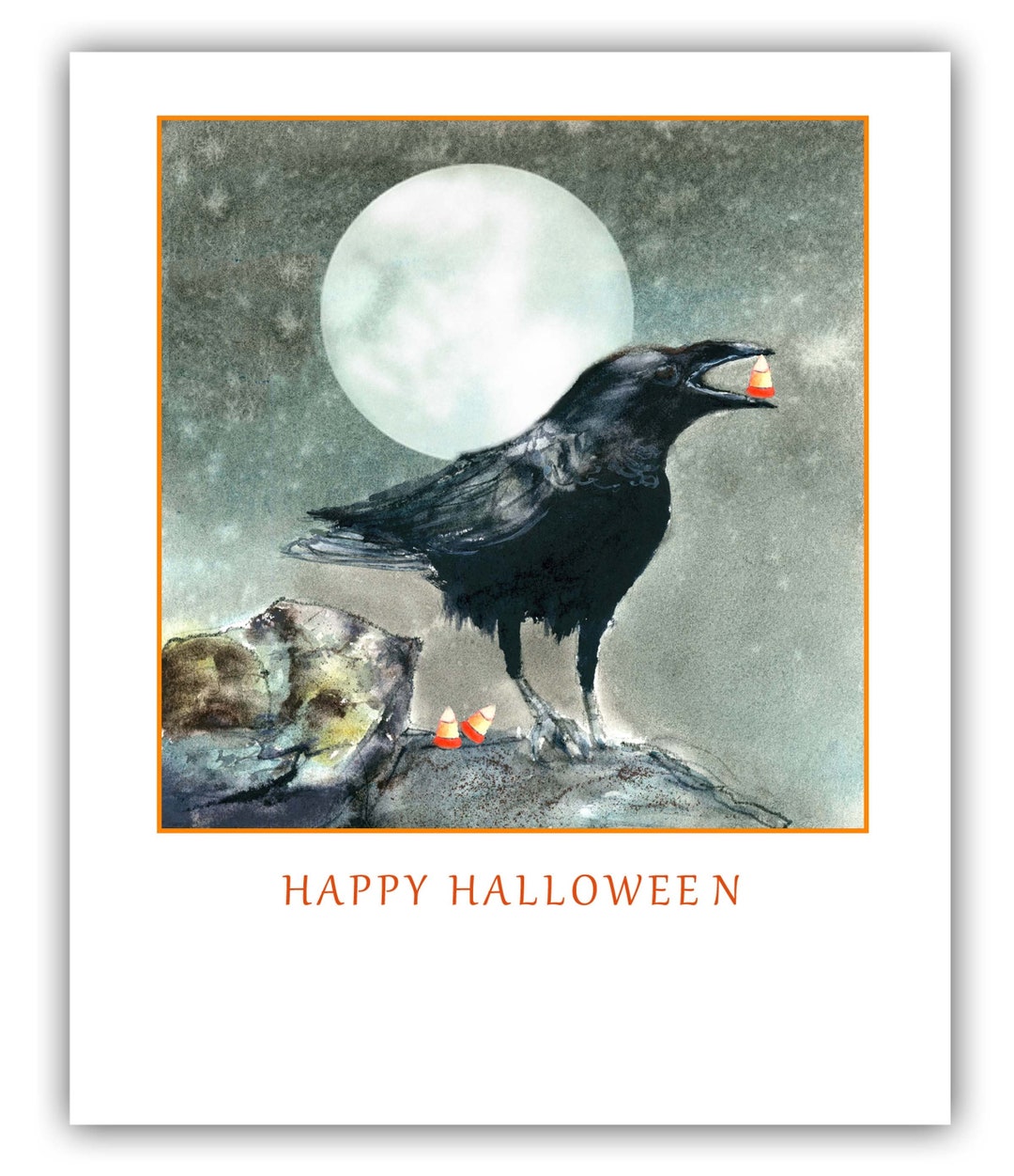 Halloween Crow Cards- Crow Halloween Card- Halloween Crow- Crow With ...