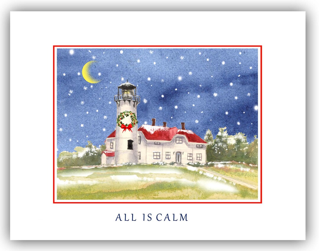 Chatham Lighthouse Christmas Cards, Cape Cod Watercolor, Winter ...