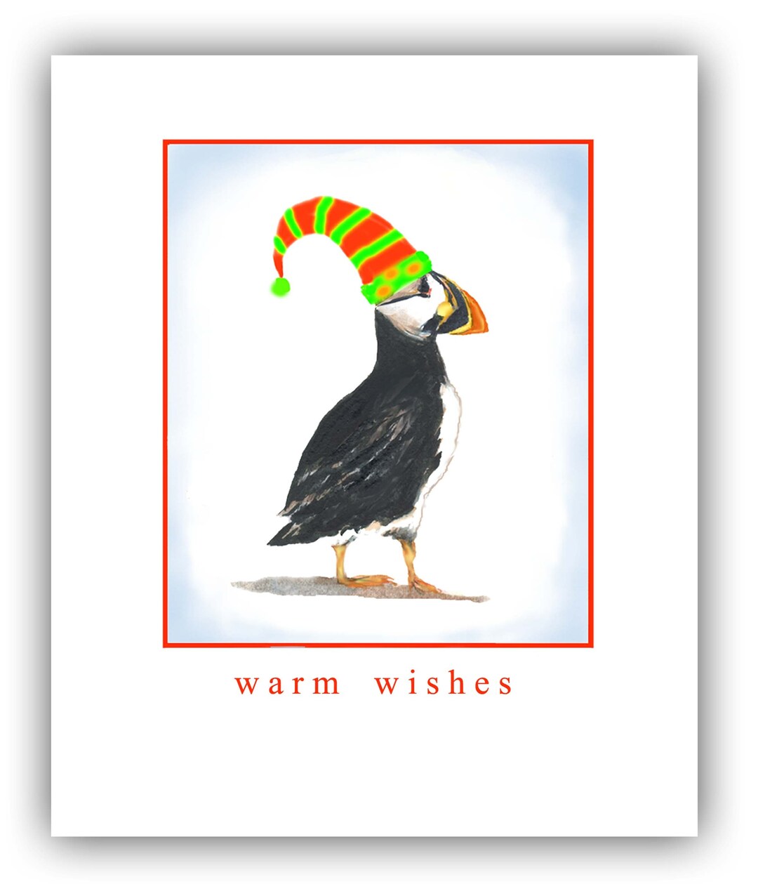 Puffin Christmas Cards- Puffin Watercolor Design- Bird Lovers Christmas ...