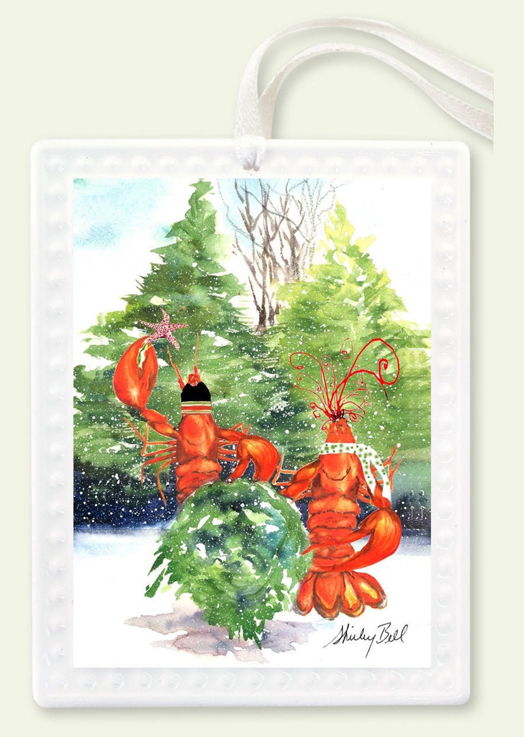Lobsters With Christmas Tree Ornament- Lobster Ornament- Nautical ...